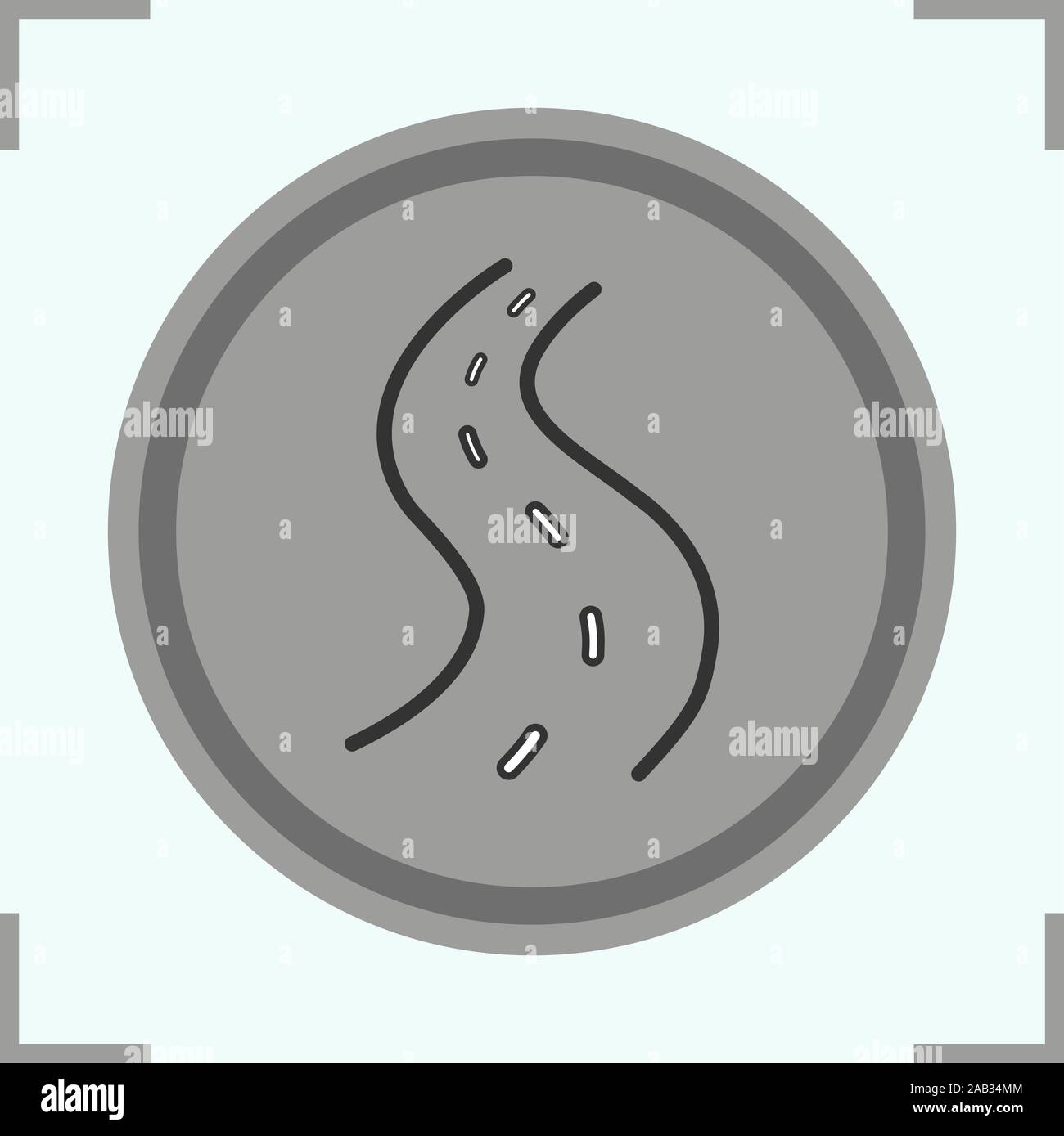 Road icon. Drop shadow asphalt silhouette symbol. Highway. Negative ...