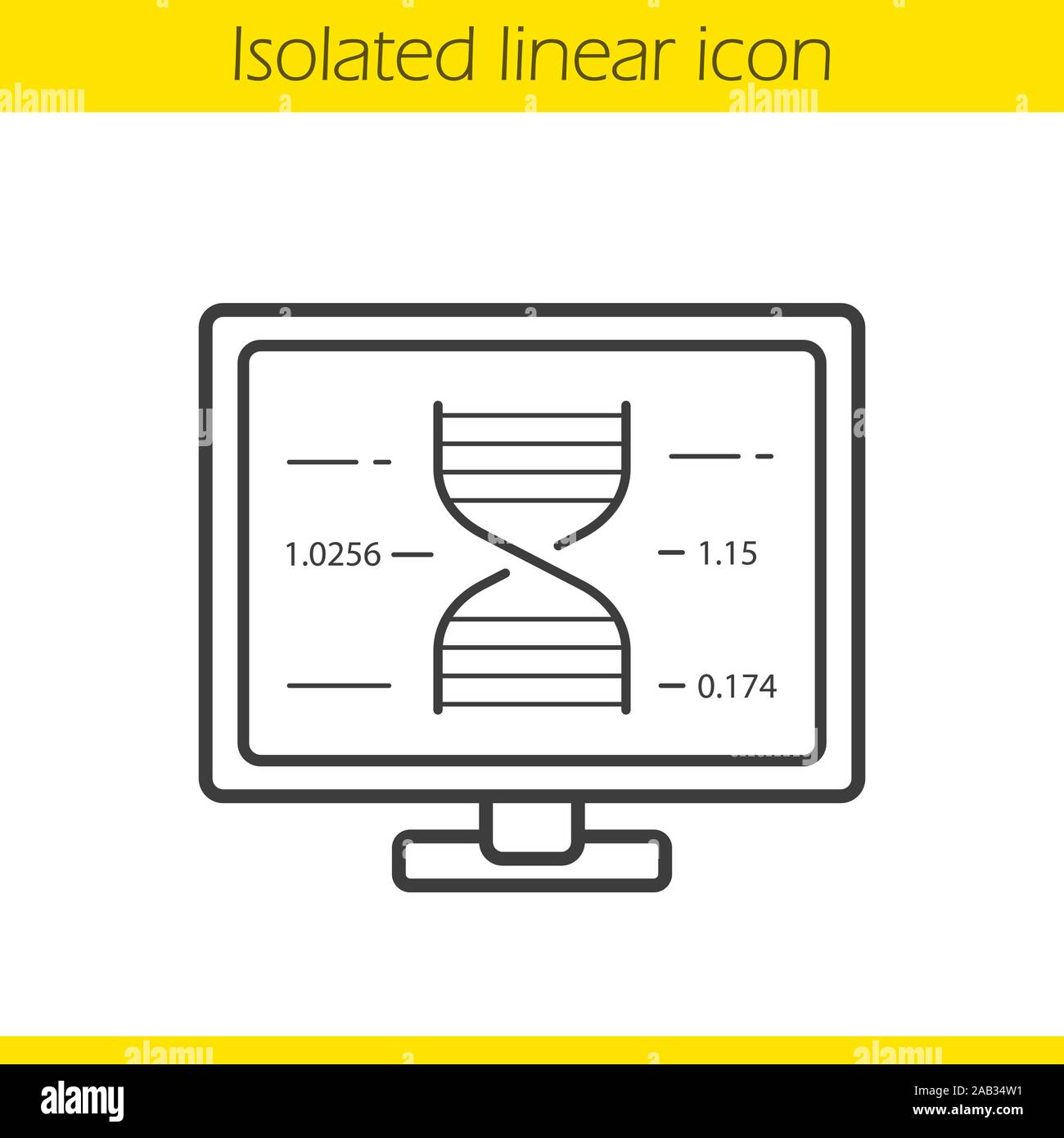 Dna strand linear icon. Thin line illustration. Computer research ...