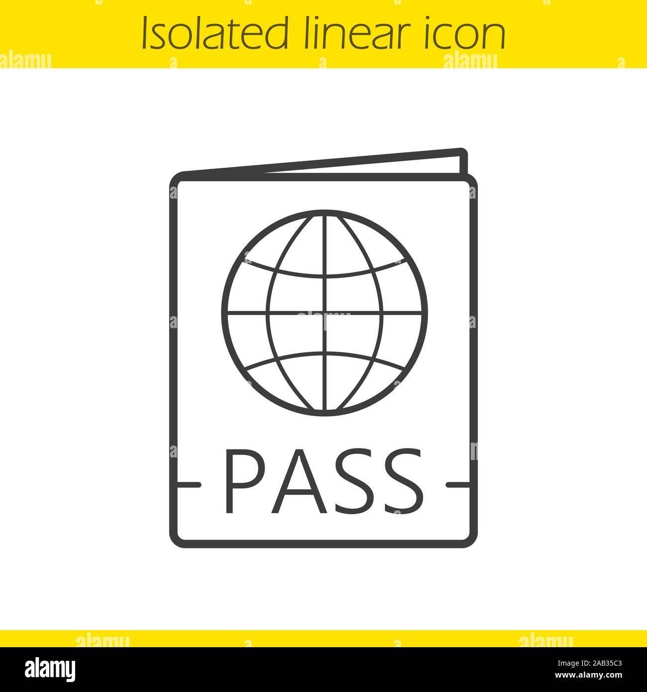 International passport linear icon. Thin line illustration. Contour ...