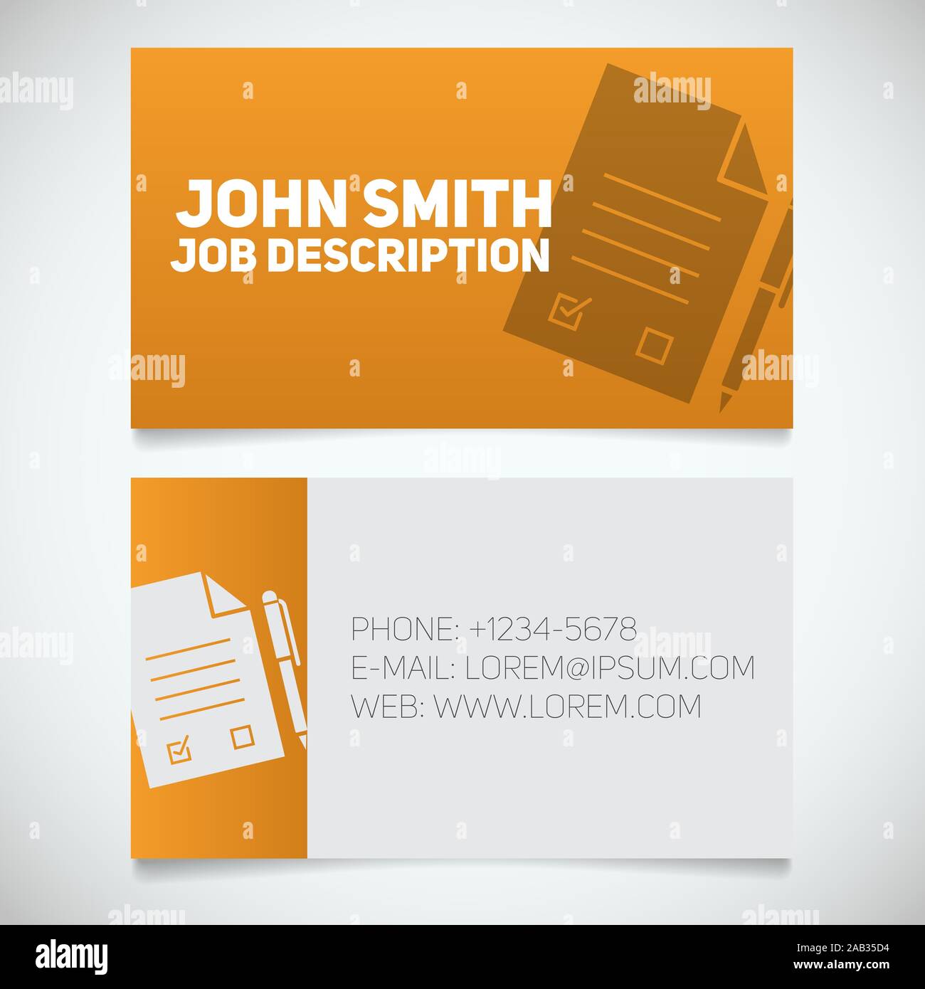 Business card print template with signed contract and pen logo. Easy ...