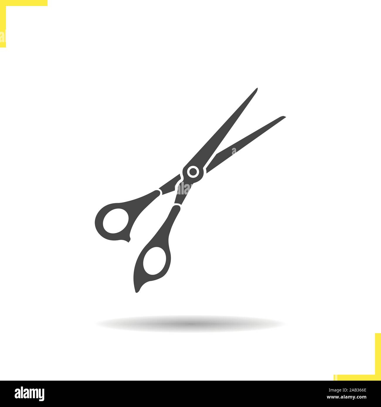 Scissors icon. Drop shadow silhouette symbol. Shears. Negative space ...