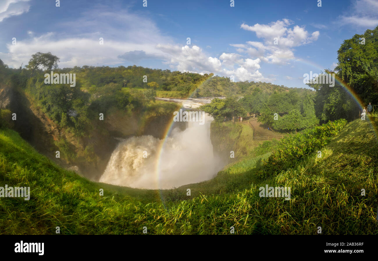 A rainbow in the spray above Murchison Falls (Kabalega Falls), a ...