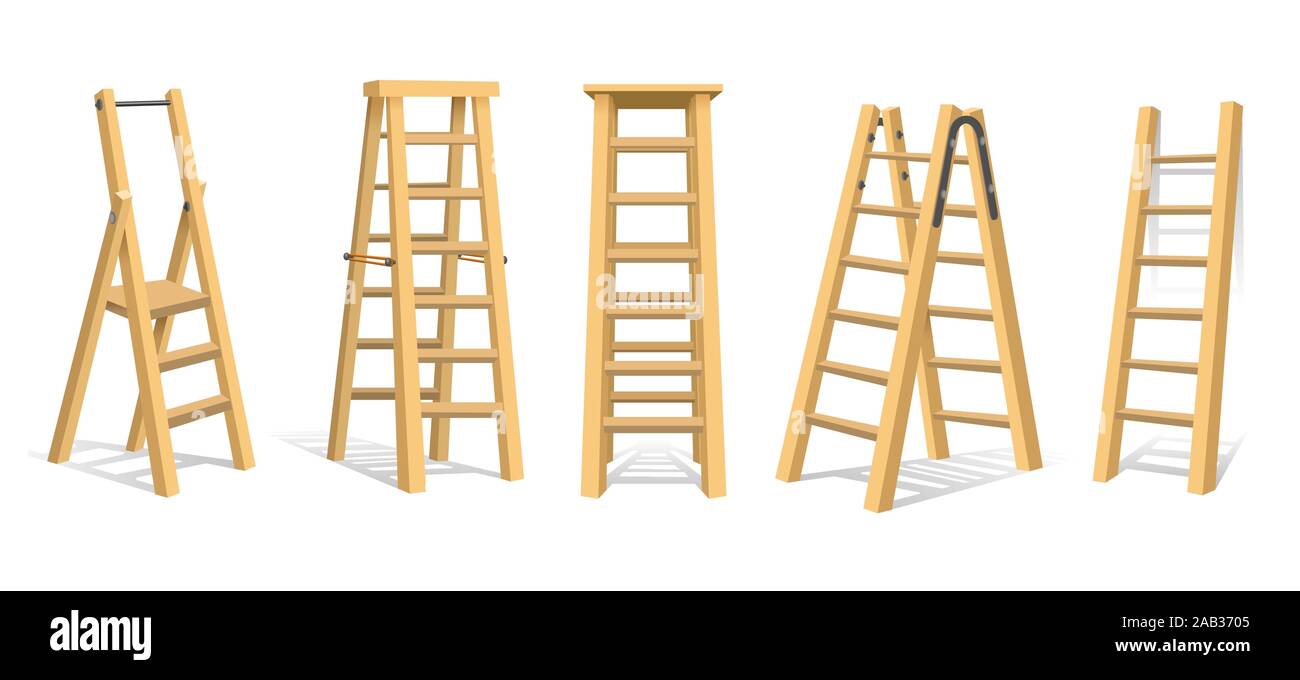 Brown wooden staircase Stock Vector Images - Alamy