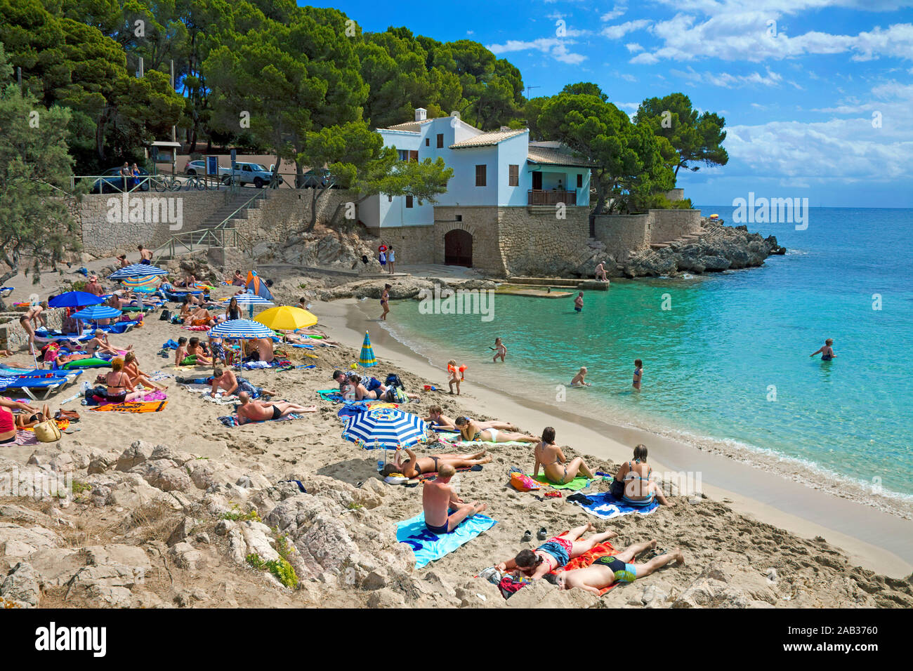 Cala Gat, idyllic bathing bay at Cala Ratjada, Mallorca, Balearic ...