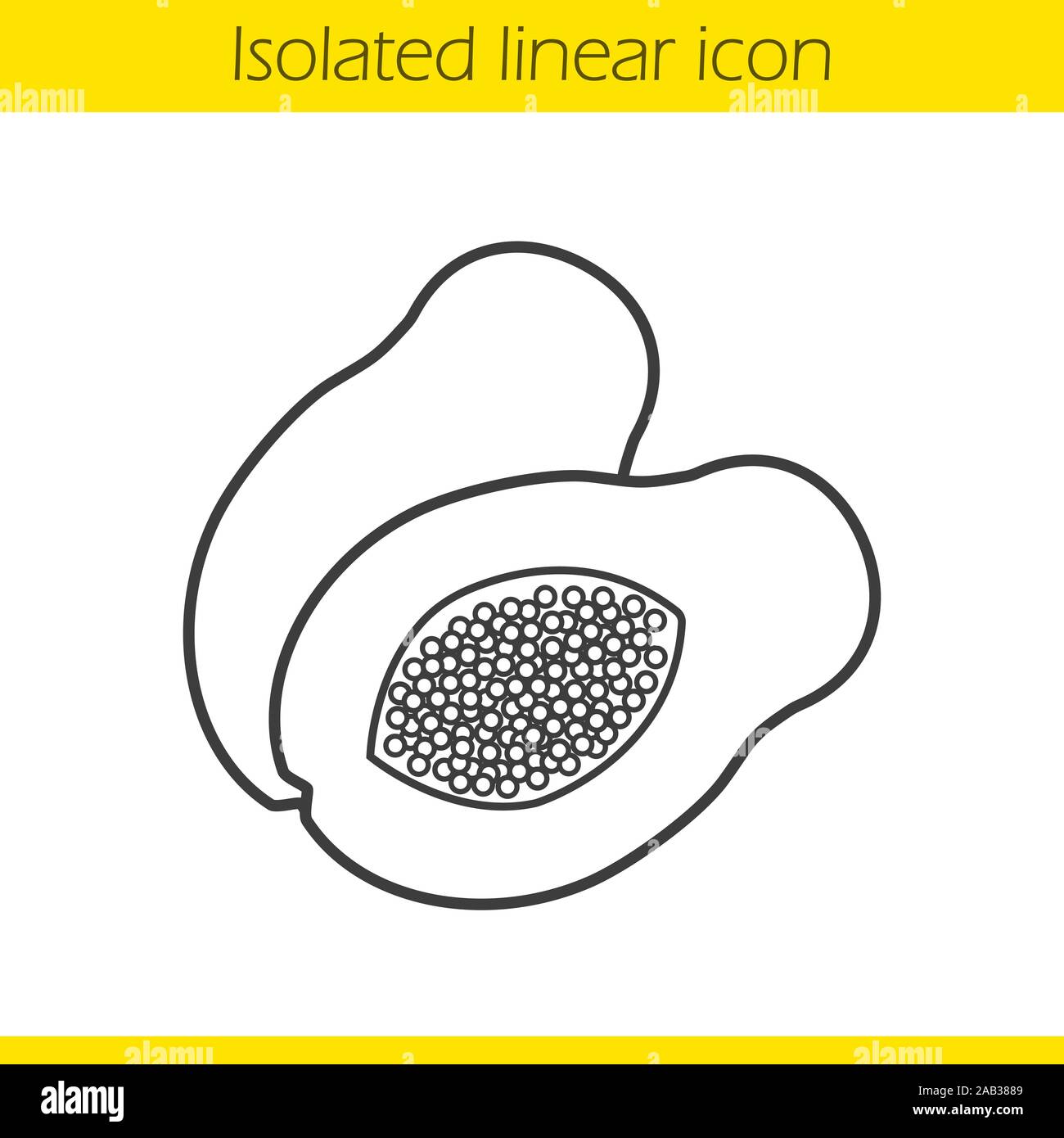 Papaya linear icon. Thin line illustration. Pawpaw fruit contour symbol ...