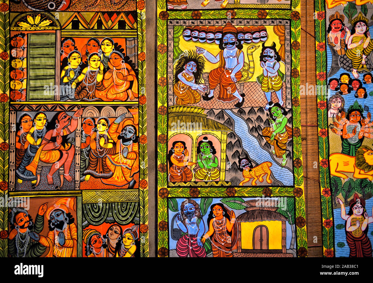 Patachitra the Ancient Art of Bengal display on a Clothe.Naya Village ...