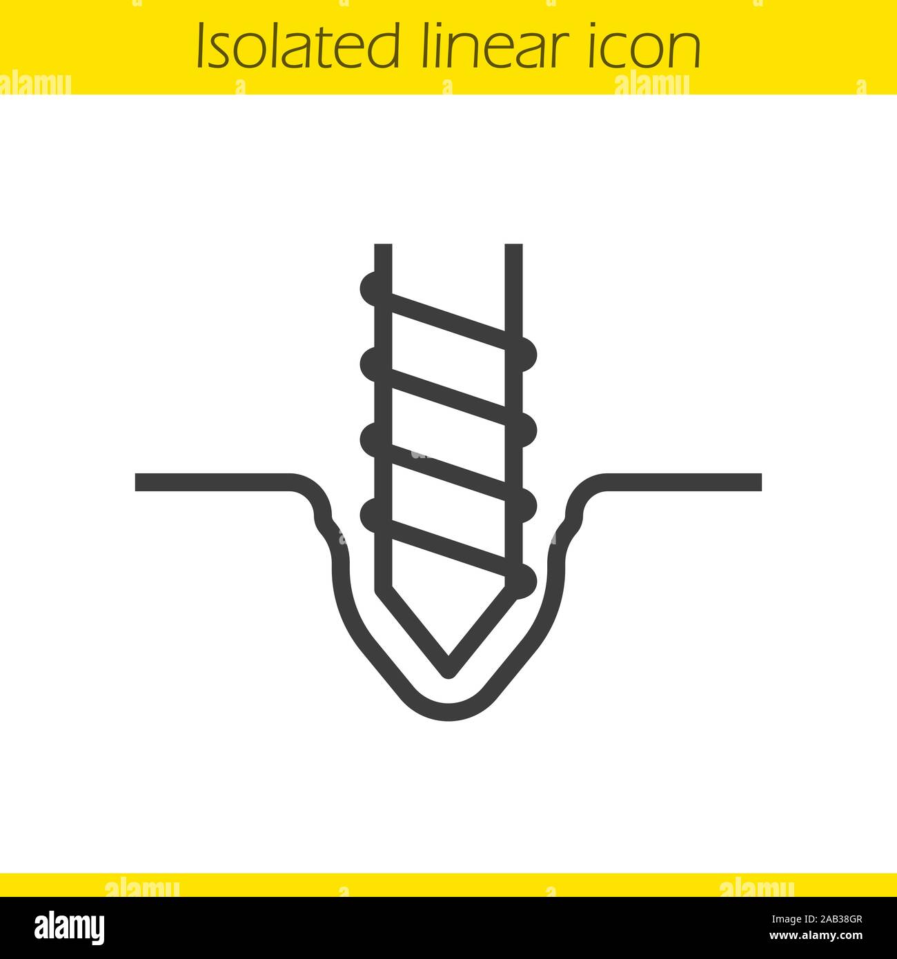 Drilling linear icon. Thin line illustration. Rotating mining drill bit contour symbol. Vector ...