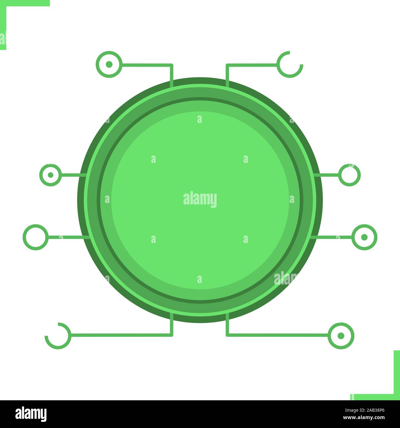 Digital microchip frame. Green color futuristic chip set icon. Sci-fi ...