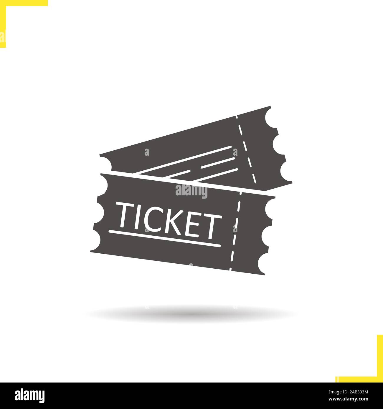 Tickets icon. Drop shadow silhouette symbol. Cinema, theater, sport ...