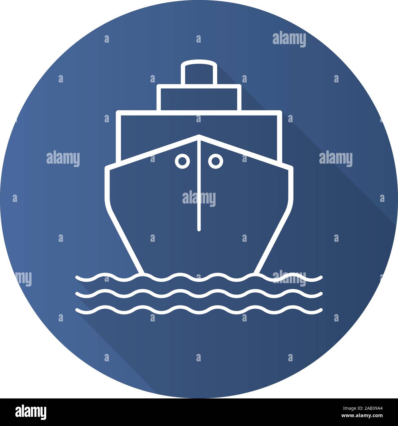 Cruise ship flat linear long shadow icon. Transportation vessel. Cargo ...