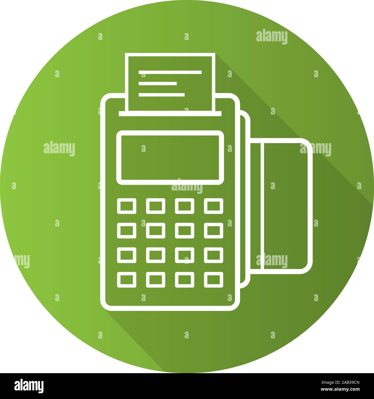 Pos terminal flat linear long shadow icon. Store payment terminal with ...