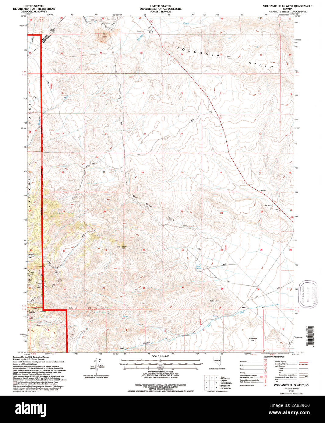 USGS TOPO Map Nevada NV Volcanic Hills West 320461 1994 24000 ...