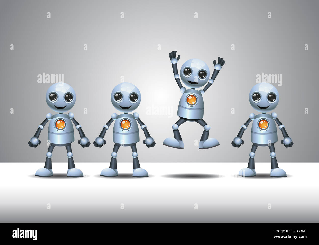 3d illustration of little robot business achievement and success on ...