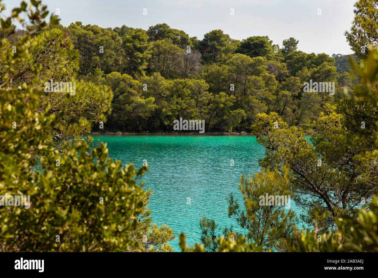 Turquoise bright colored saltwater lakes of the National Park on the ...