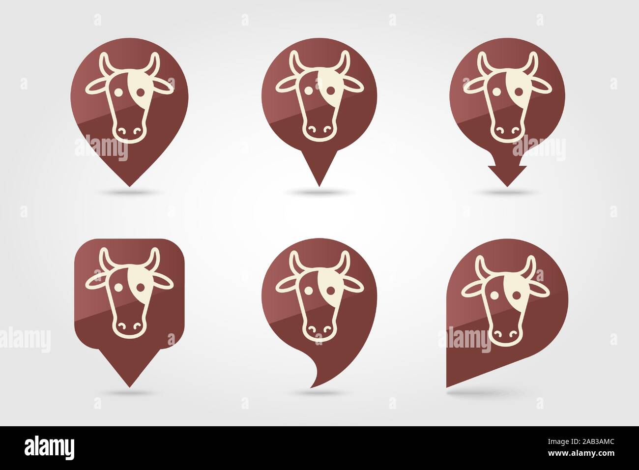 Cow pin map icon. Farm animal Map pointer. Map marker. Graph symbol for ...