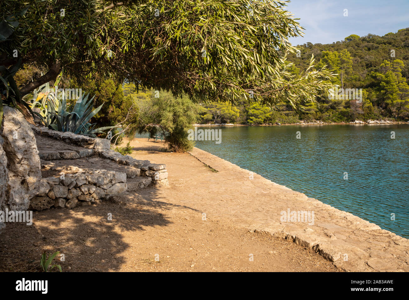 Surrounding view from the small island of Saint Mary at Mljet, the ...