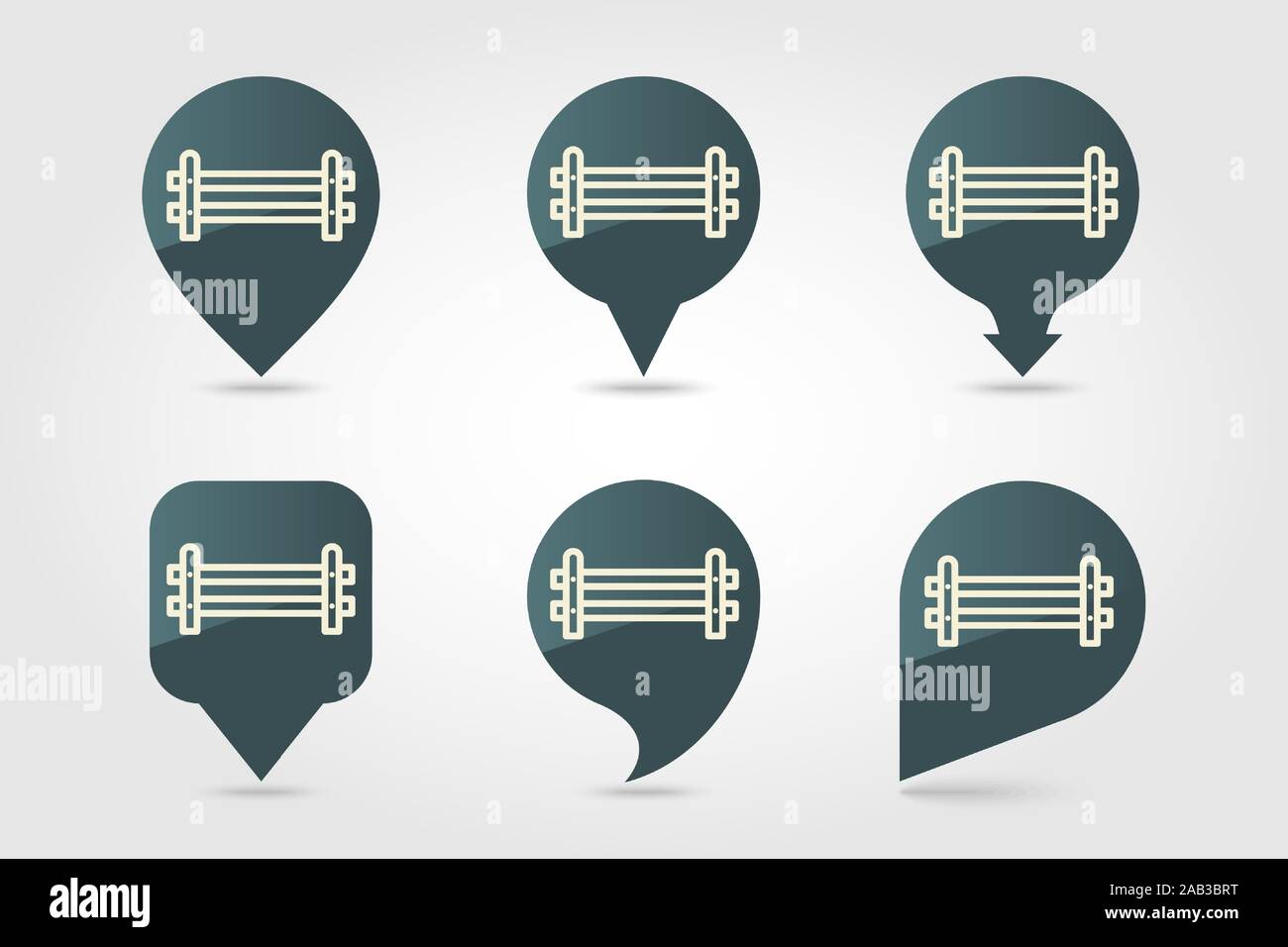 Wooden farm fence from crossed planking pin map icon. Farm animal Map ...
