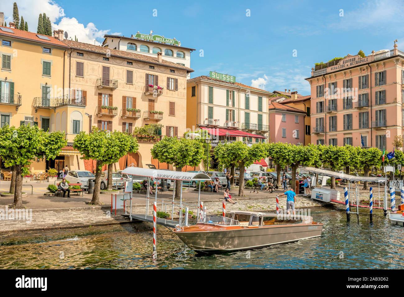 Waterfront of Bellagio at Lake Como seen from the lakeside, Lombardy ...
