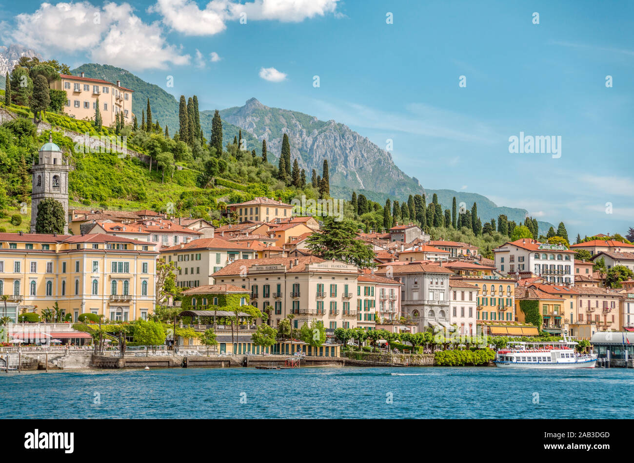 Waterfront of Bellagio at Lake Como seen from the lakeside, Lombardy ...