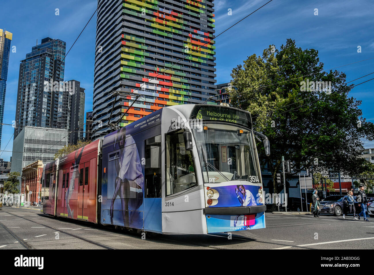 Australia, Victoria, Melbourne, April 11, 2019 - Trams are a major form ...