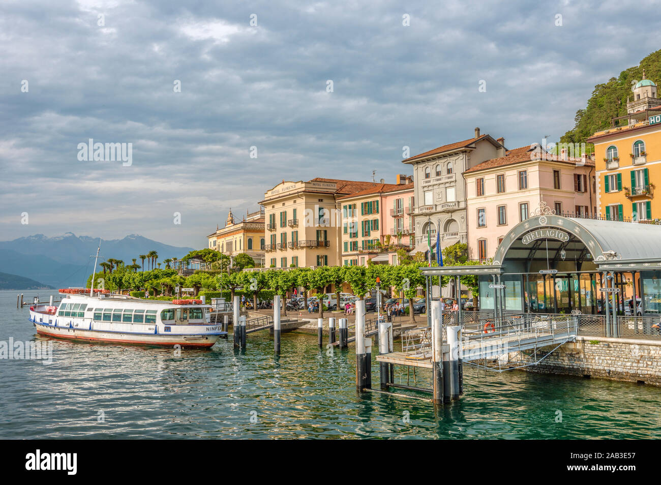Waterfront of Bellagio at Lake Como seen from the lakeside, Lombardy ...