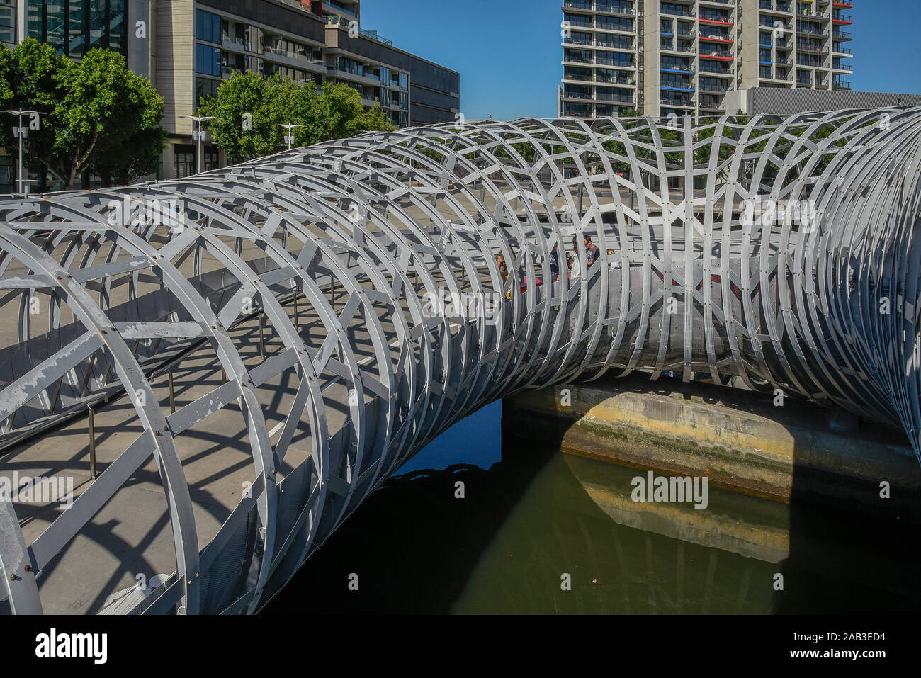 Australia, Victoria, Melbourne, April 10, 2019 - The Webb Bridge is an ...