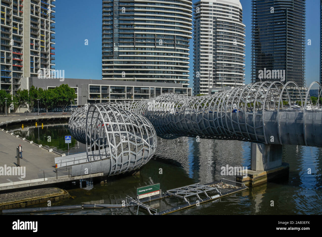 Australia, Victoria, Melbourne, April 10, 2019 - The Webb Bridge is an ...