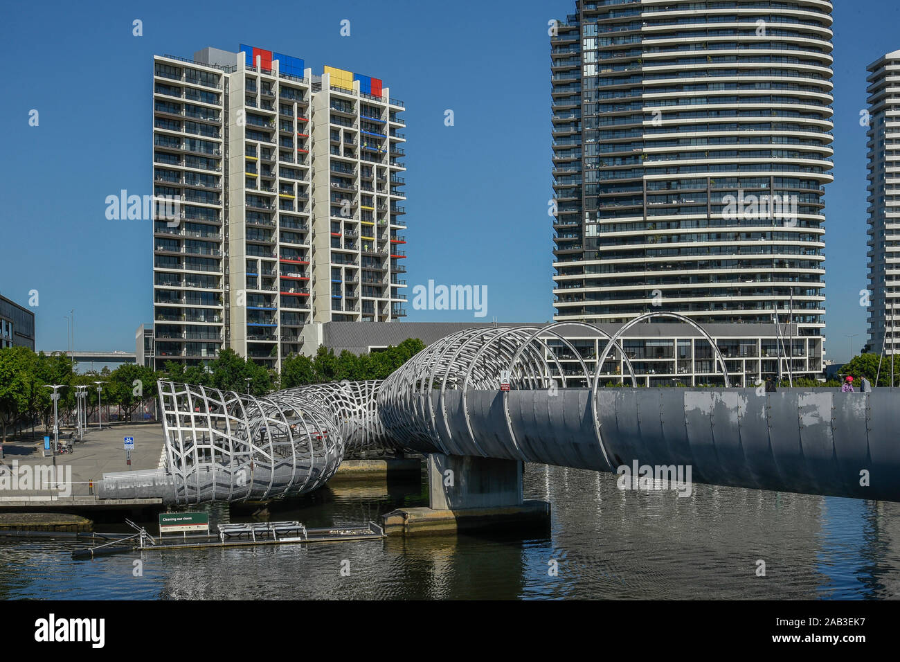 Australia, Victoria, Melbourne, April 10, 2019 - The Webb Bridge is an ...