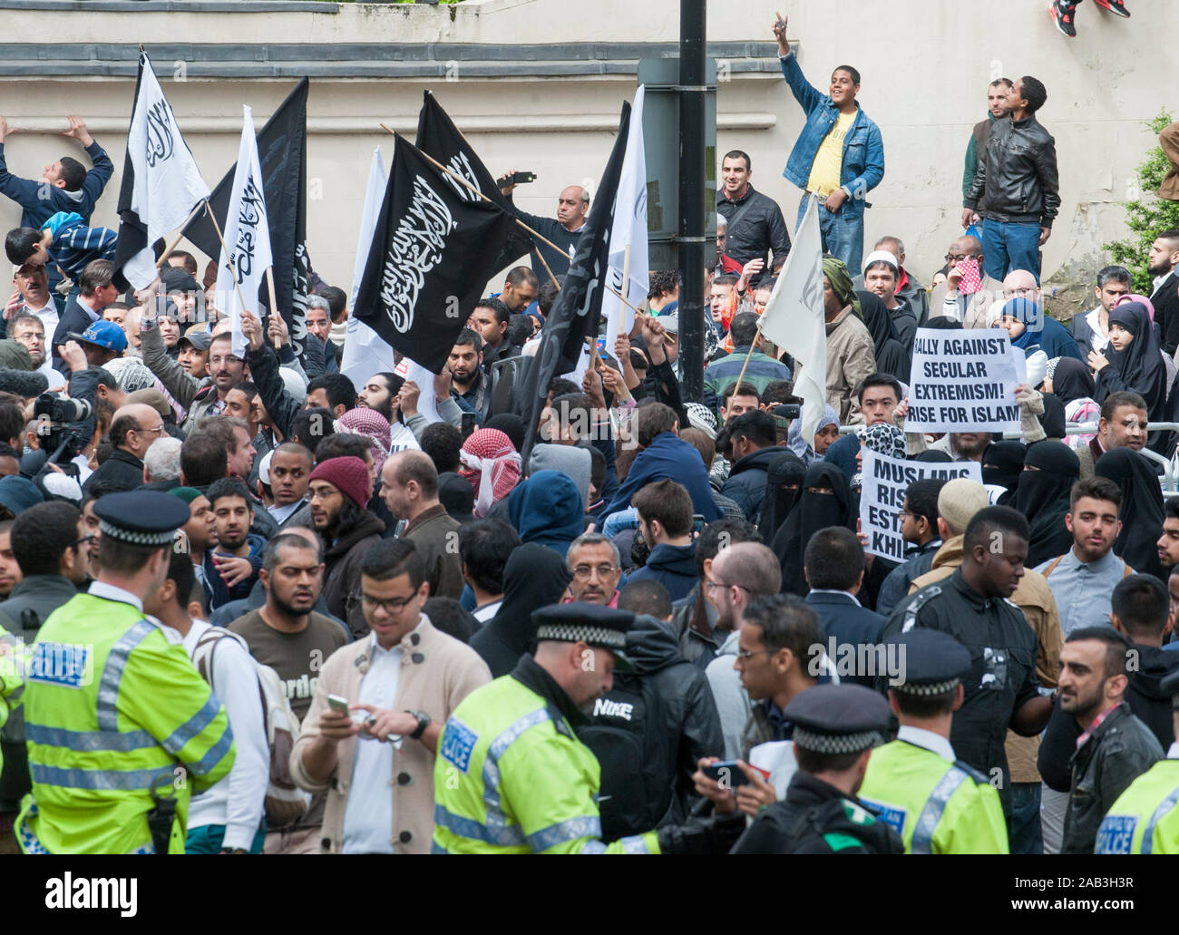Muslim extremist cleric Anjem Choudary holding a 'Rally Against the ...