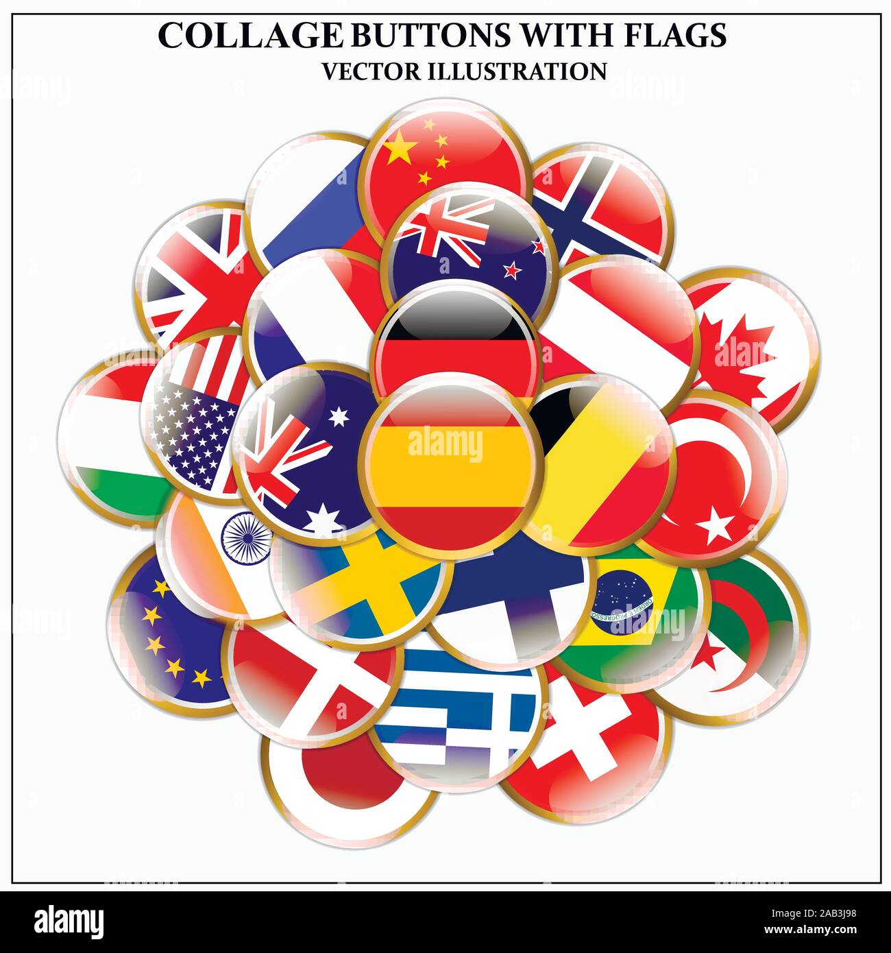 Bright set of banners with flags. Colorful illustration with flags of ...