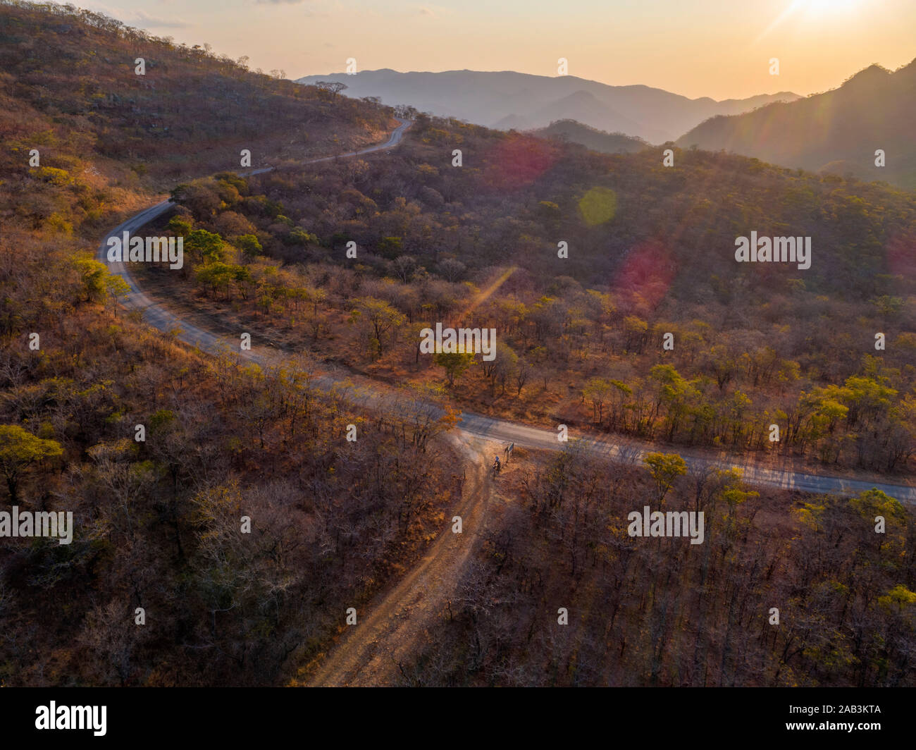 An aerial view of a road leading to the horizon in Zimbabwe Stock Photo ...