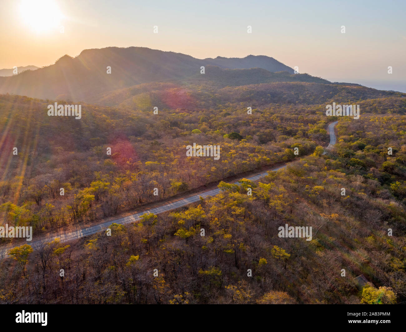 An aerial view of a road leading to the horizon in Zimbabwe Stock Photo ...