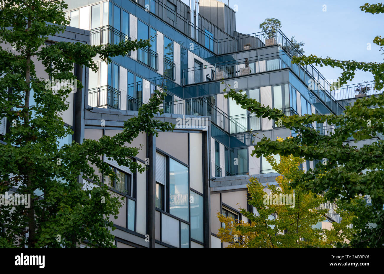 Modern European building. Suburb of Paris, France. Abstract ...