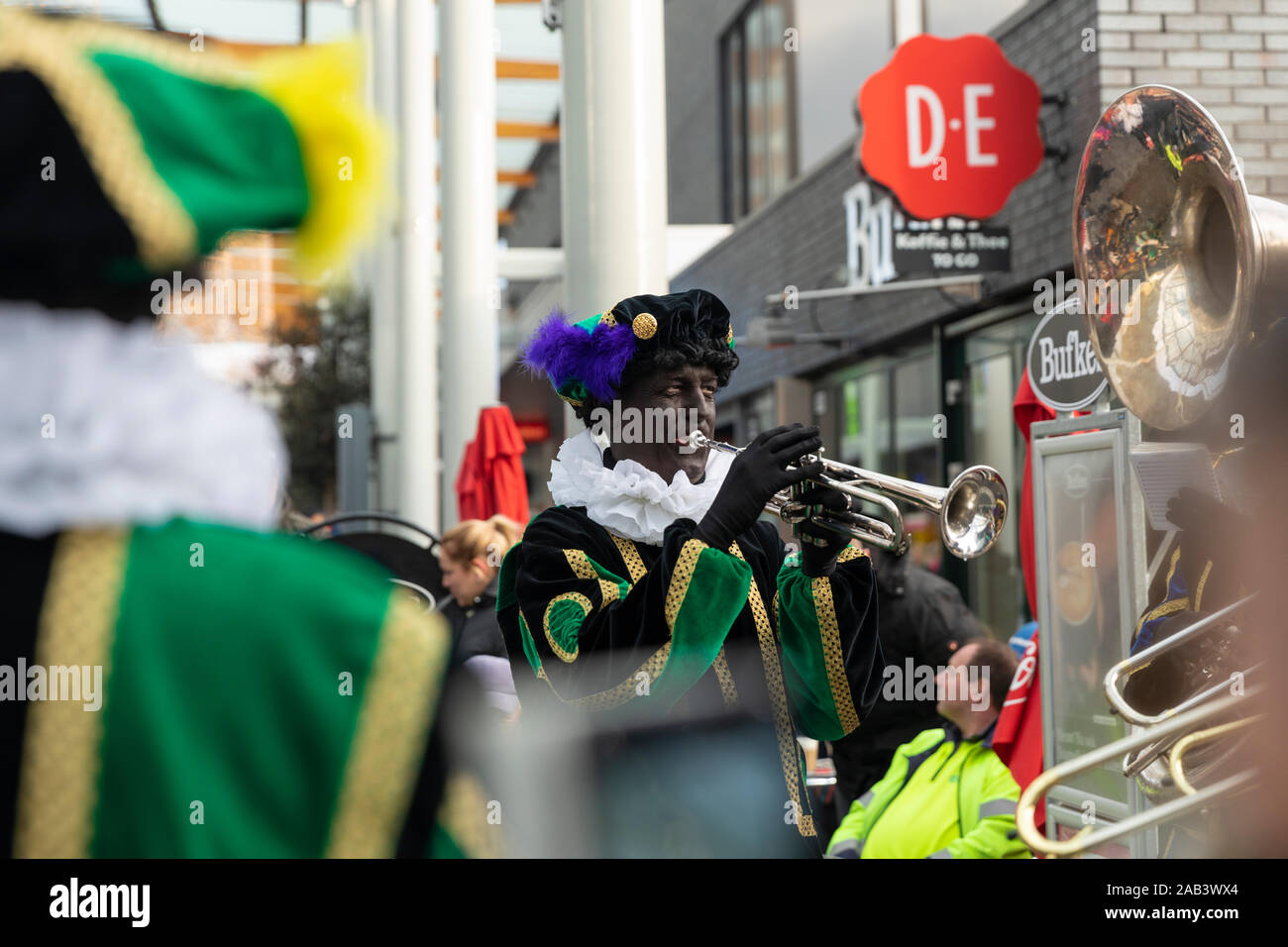 Eindhoven, The Netherlands, November 23rd 2019. A happy Piet wearing ...