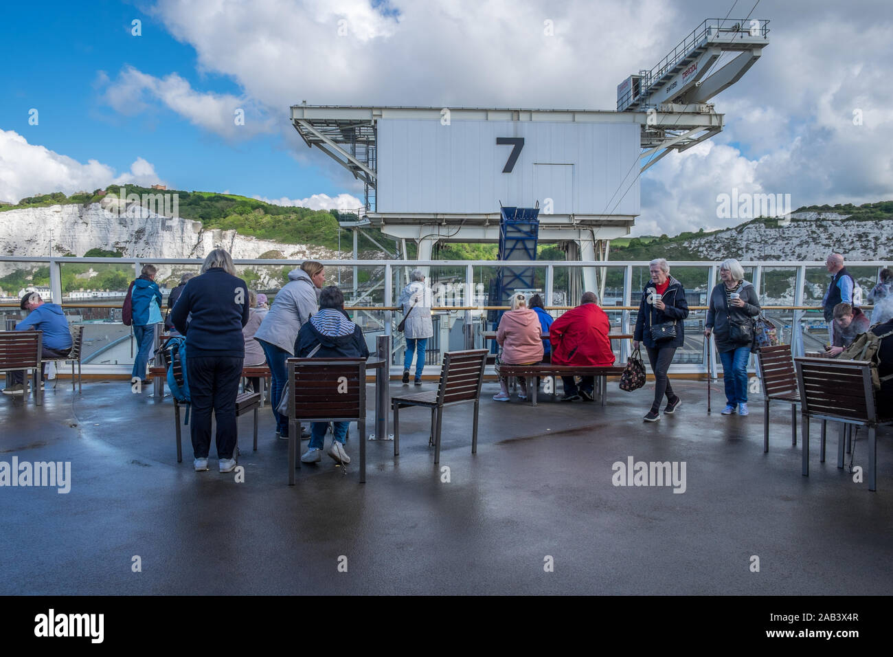 Dover to Calais ferry leaving Dover with the white cliffs in the ...
