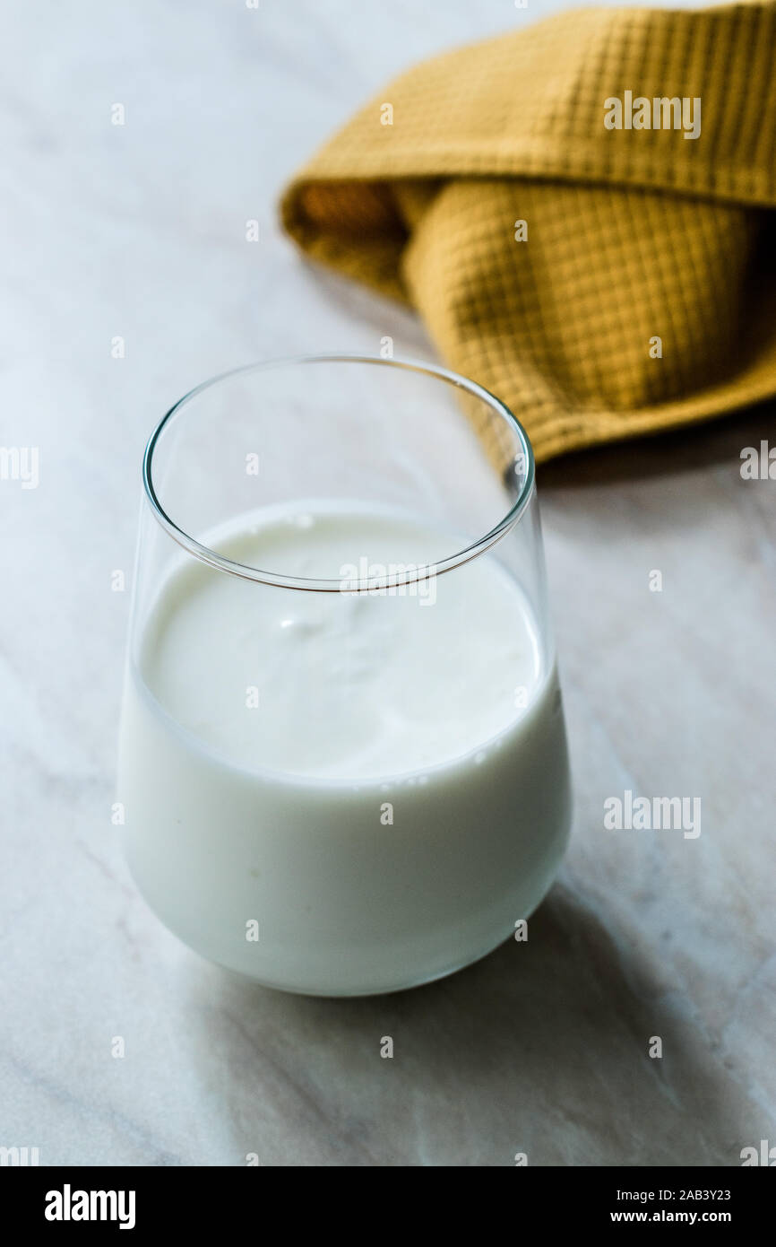 Organic Probiotic Milk Kefir Yogurt in Glass Cup Ready to Drink ...