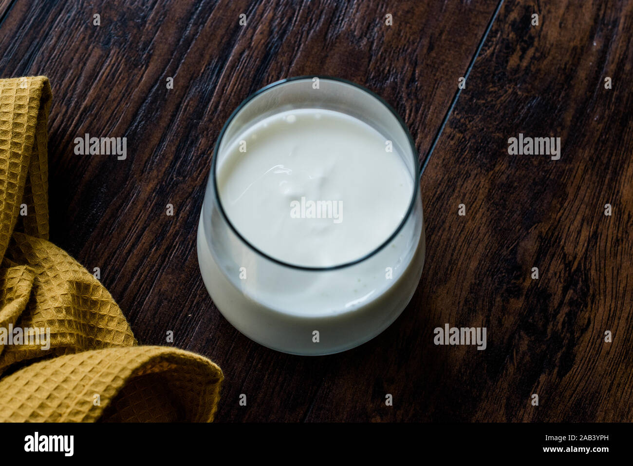 Organic Probiotic Milk Kefir Yogurt in Glass Cup Ready to Drink ...
