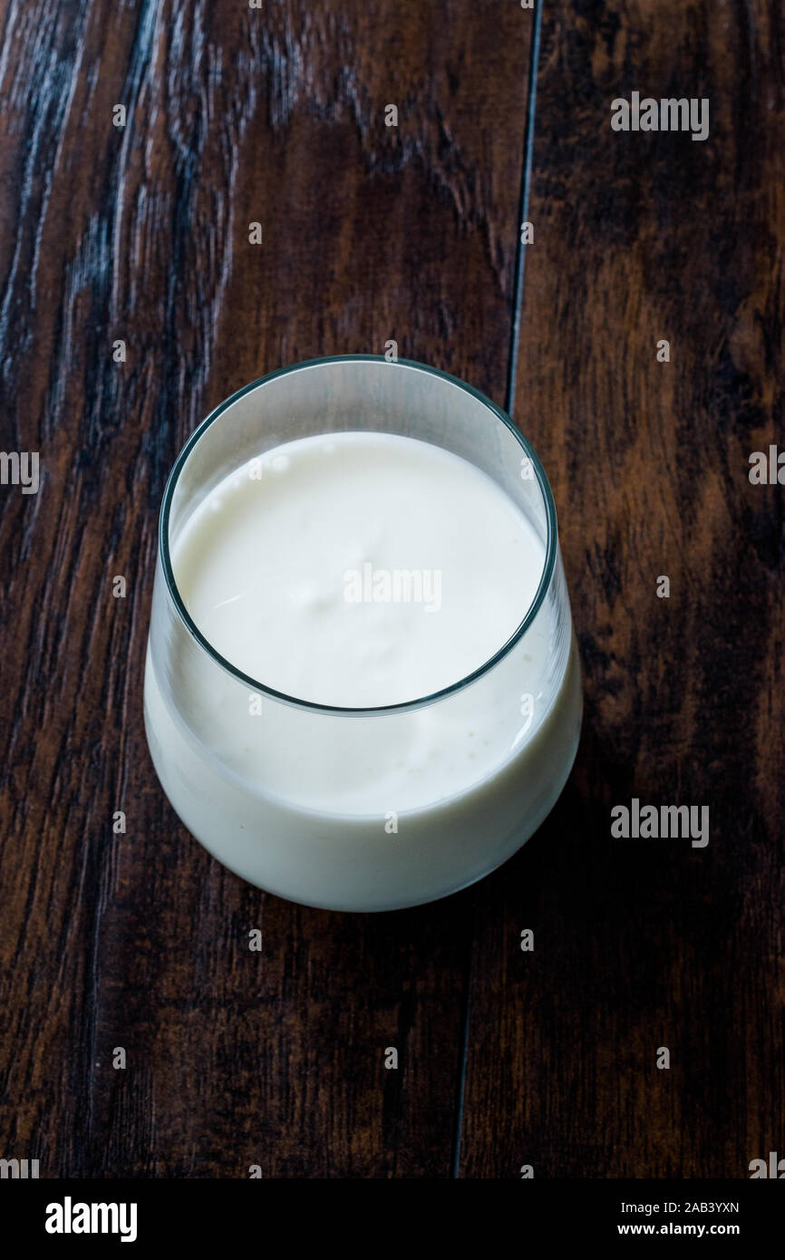 Organic Probiotic Milk Kefir Yogurt in Glass Cup Ready to Drink ...