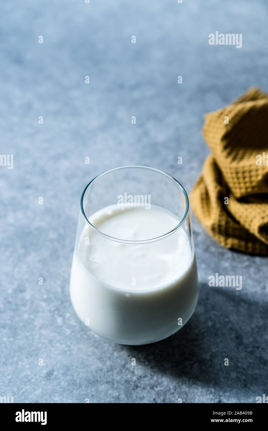 Organic Probiotic Milk Kefir Yogurt in Glass Cup Ready to Drink ...