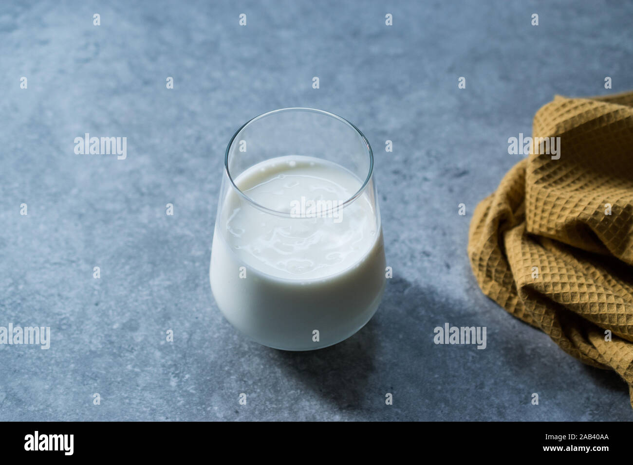 Organic Probiotic Milk Kefir Yogurt in Glass Cup Ready to Drink ...