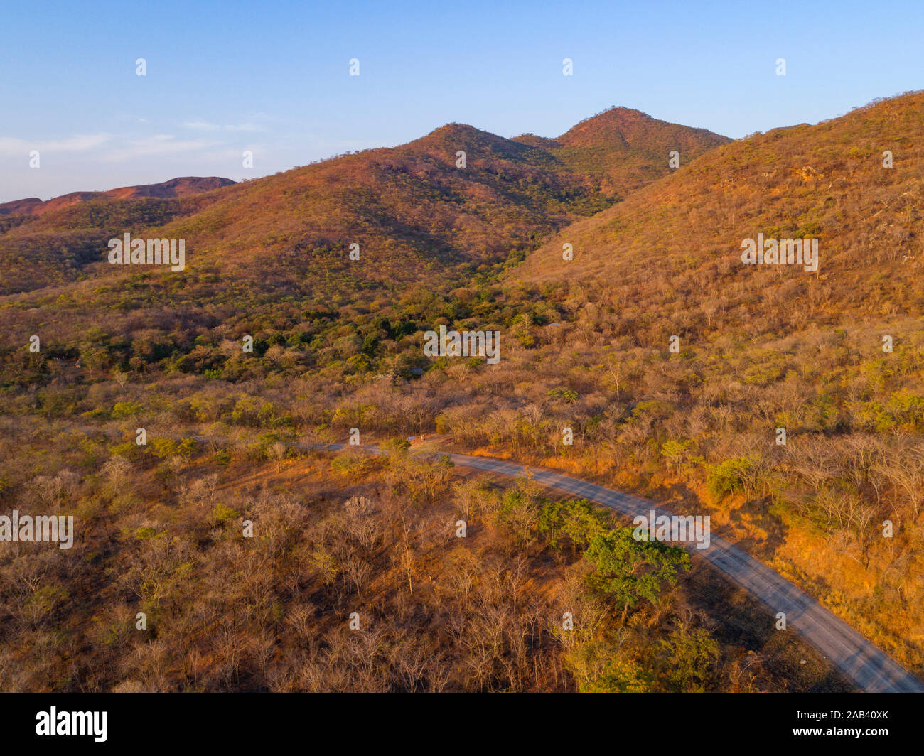 An aerial view of a road leading to the horizon in Zimbabwe Stock Photo ...