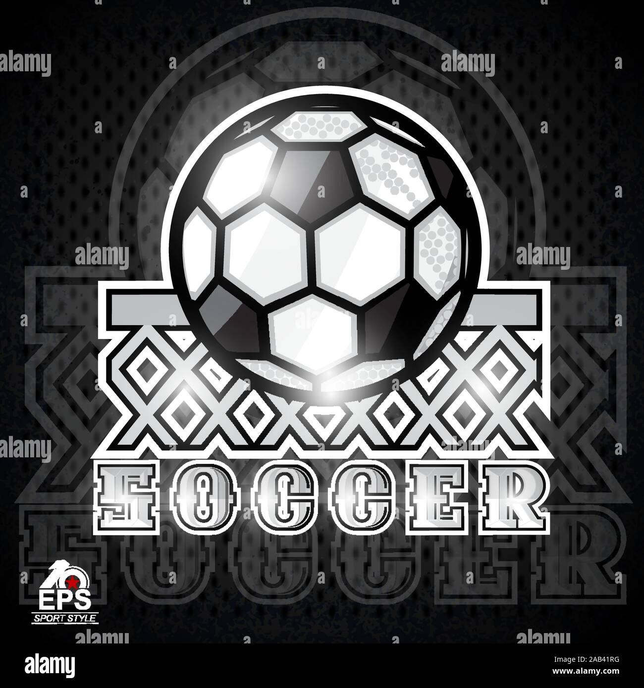Ball in center of football goal net and text soccer. Sport logo for any ...