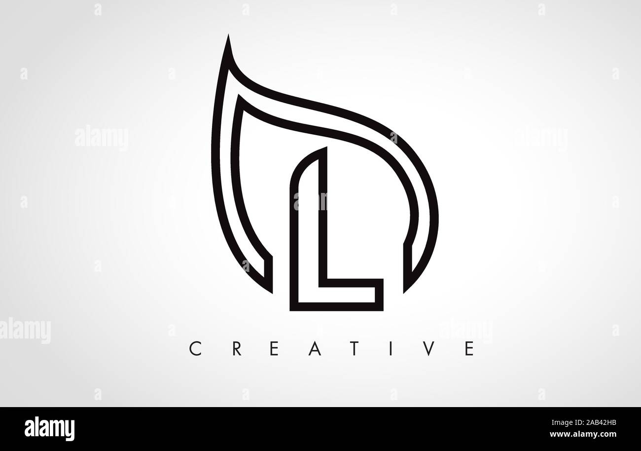 L Leaf Logo Letter Design with Leaf Outline Vector Illustration Stock ...