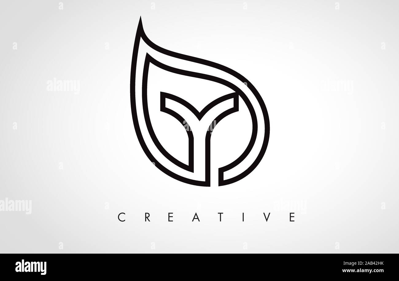 Y Leaf Logo Letter Design with Leaf Outline Vector Illustration Stock ...