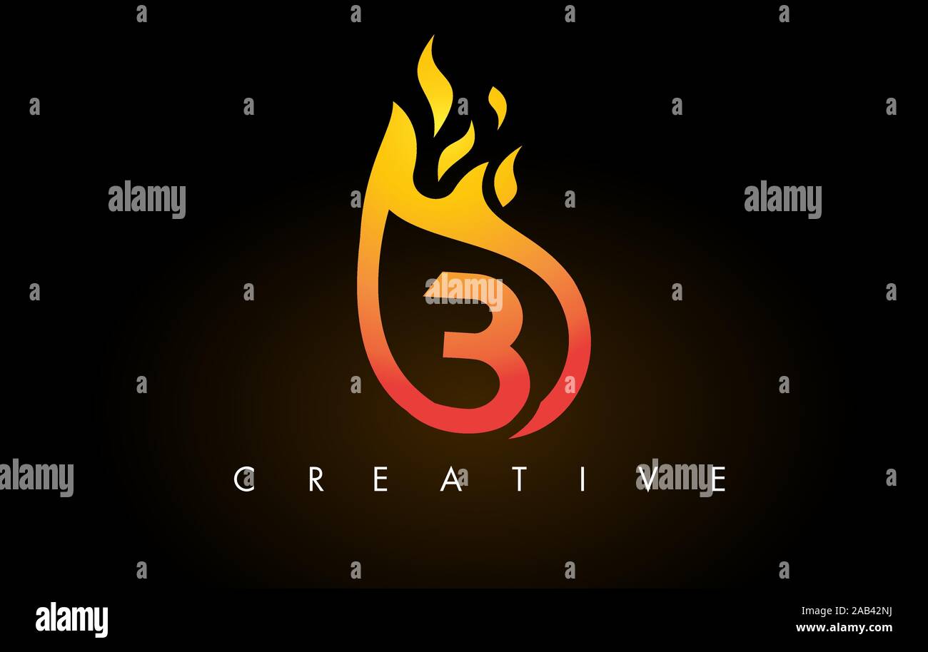 Flame B Letter Logo Design Icon with Orange Yellow Colors and Flames ...