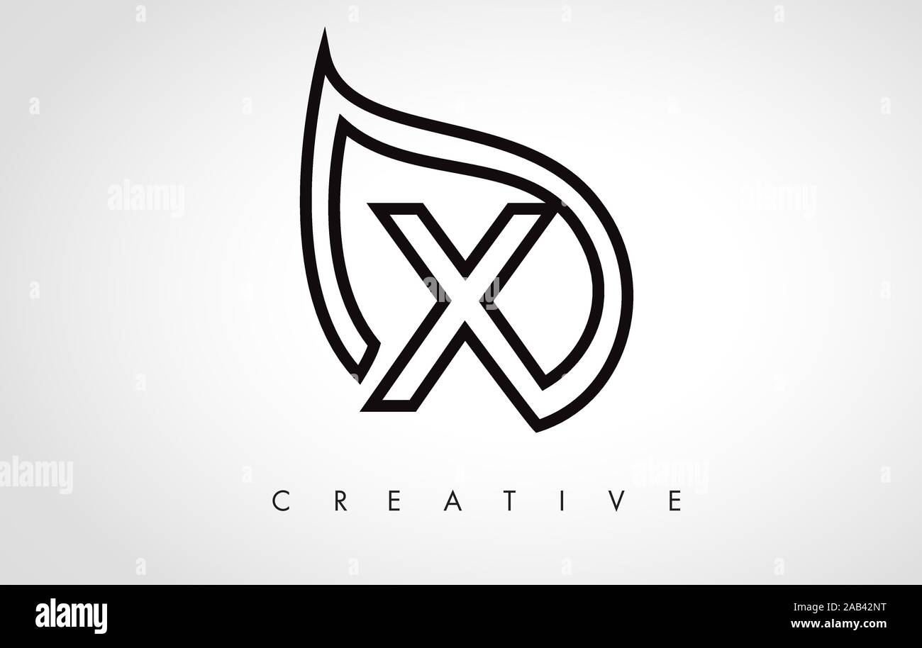 X Leaf Logo Letter Design with Leaf Outline Vector Illustration Stock ...