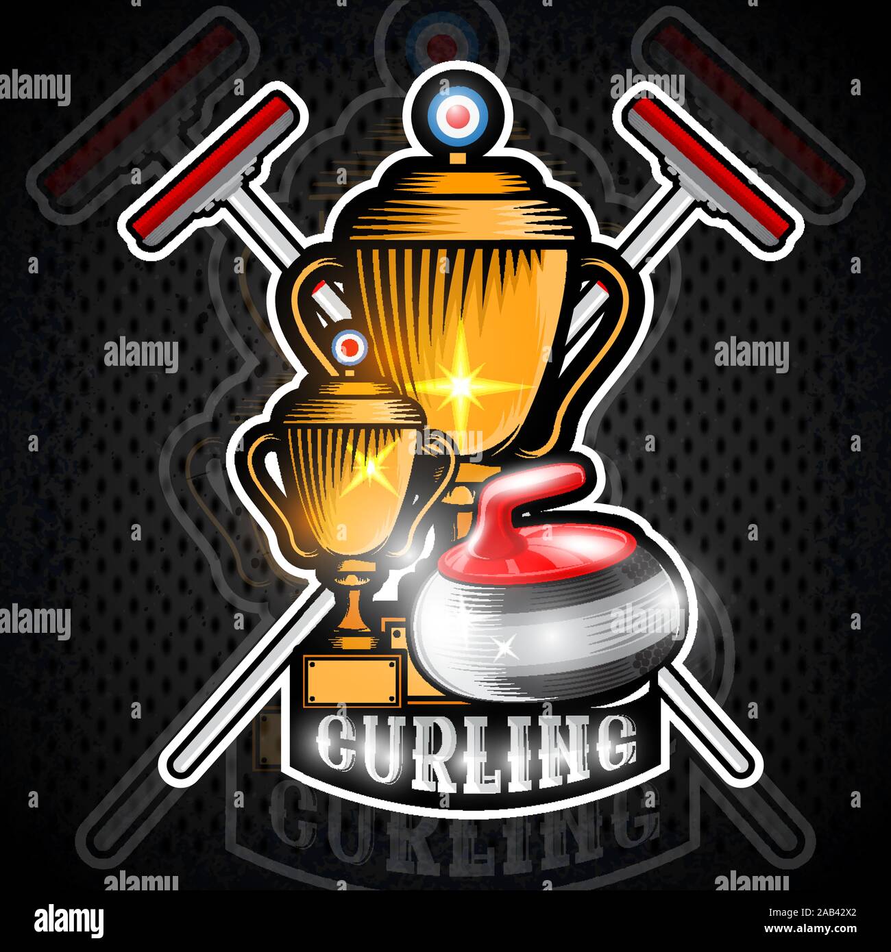 Curling stone brushes Stock Vector Images - Alamy