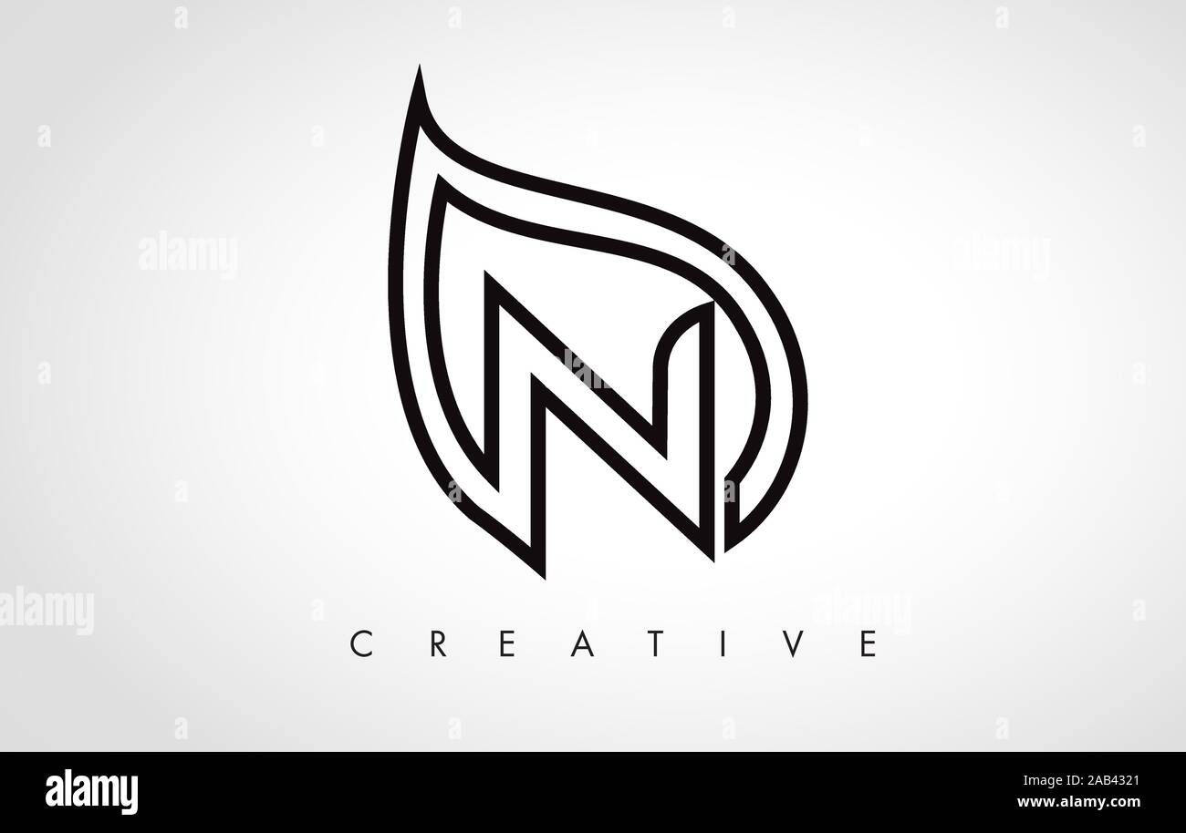 N Leaf Logo Letter Design with Leaf Outline Vector Illustration Stock ...