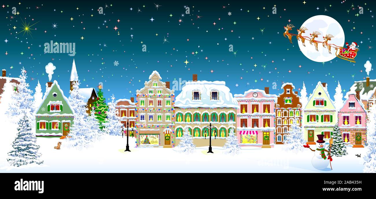 Winter christmas new year city Stock Vector Images - Alamy