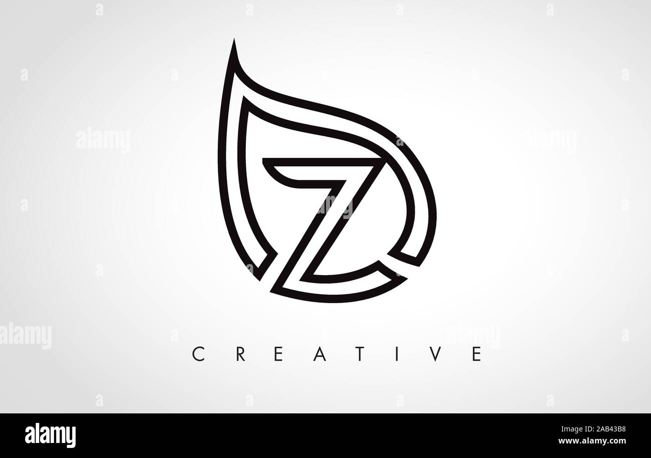 Z Leaf Logo Letter Design with Leaf Outline Vector Illustration Stock ...